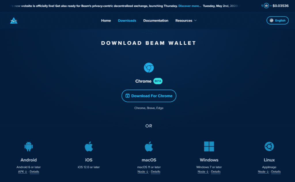 Beam wallet is a compelling and a really easy-to-use wallet